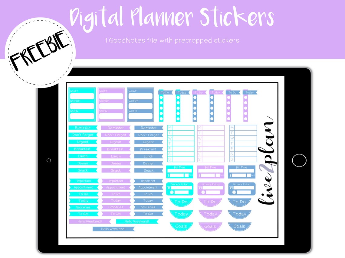FREE Digital Planner Stickers Goodnotes IPad Functional Etsy