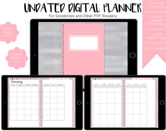 Undated Monthly Digital Planner Pink Ipad Planner Goodnotes - Etsy