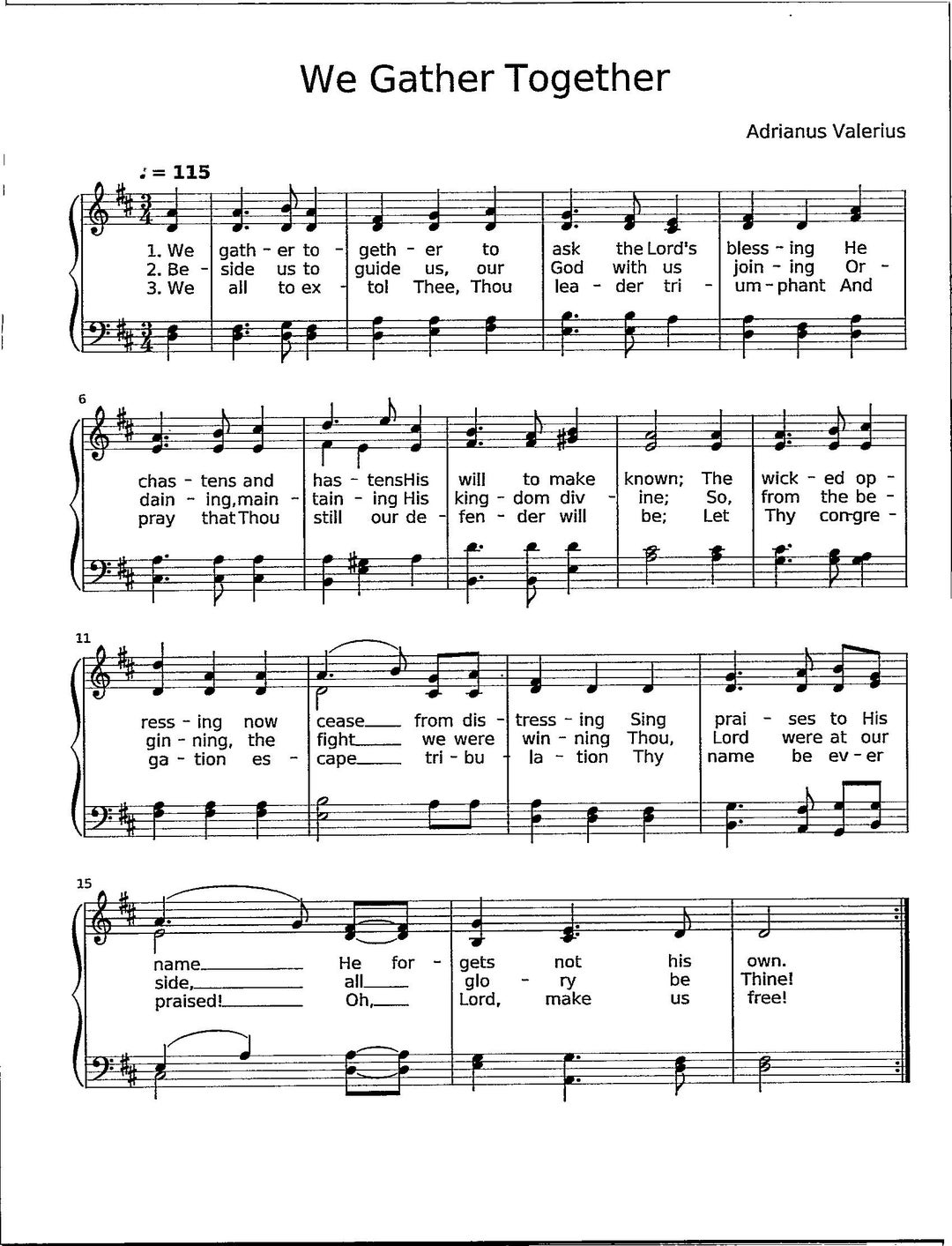 We Gather Together - Digital Hymn Tune With Lyrics for Thanksgiving ...