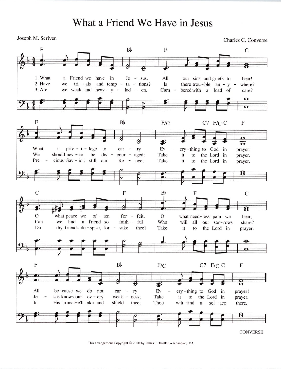 What a Friend We Have in Jesus - Digital Hymn Tune Piano and Lyrics ...