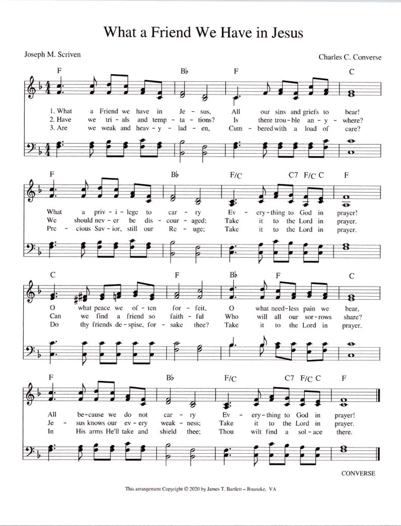What a Friend We Have in Jesus - Digital Hymn Tune Piano and Lyrics ...