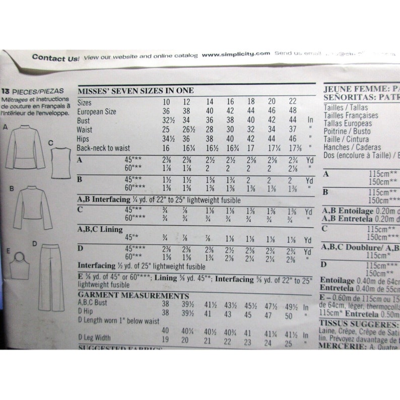 Simplicity New Look Pattern 6435 Sizes 10 22 Easy Misses Clothing & Bag ...