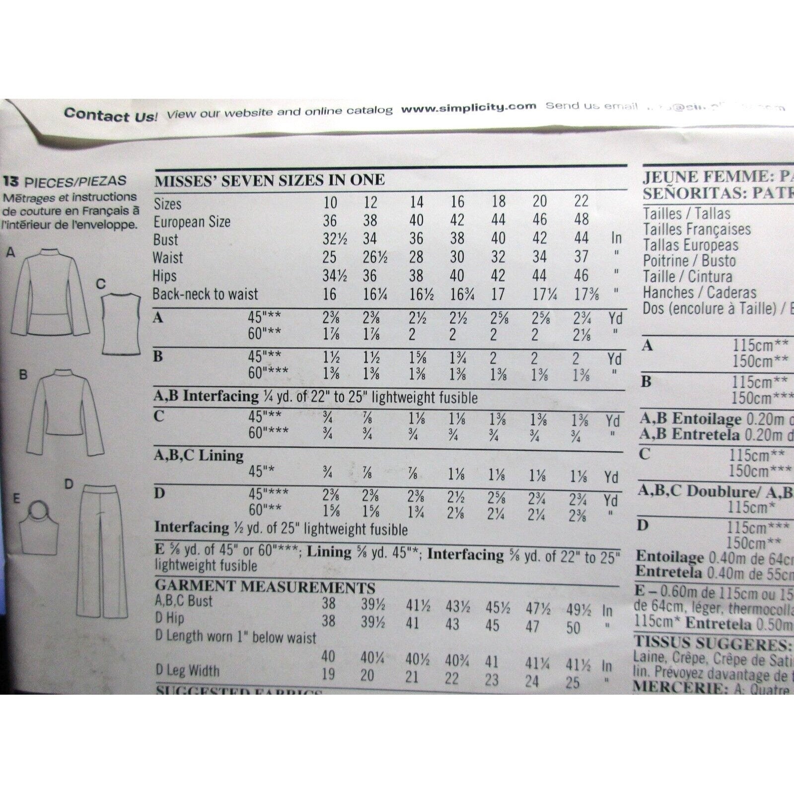 Simplicity New Look Pattern 6435 Sizes 10 22 Easy Misses Clothing & Bag ...