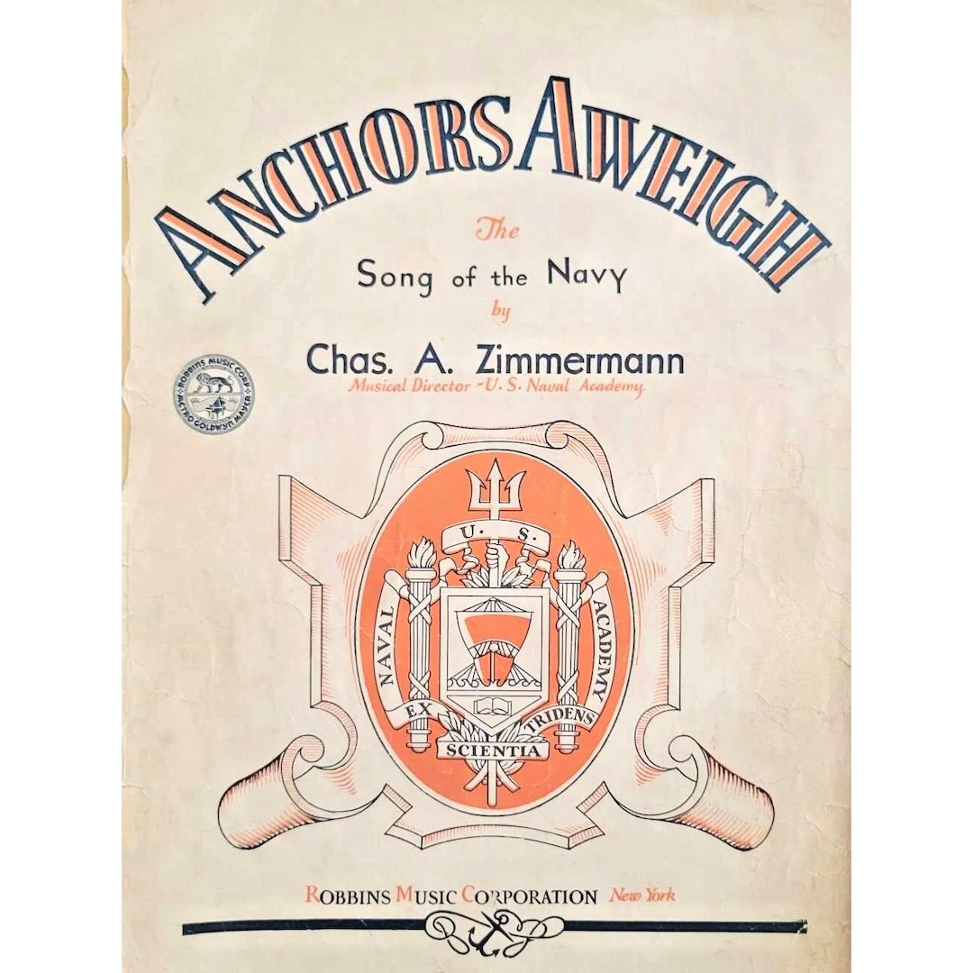 Sheet Music - Anchors Aweigh - Song of the Navy - Robbins Music 1942 - Etsy