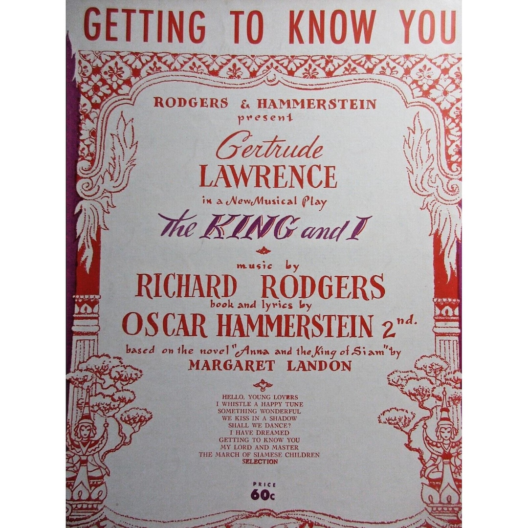Sheet Music - Getting to Know You From the King and I - Williamson ...