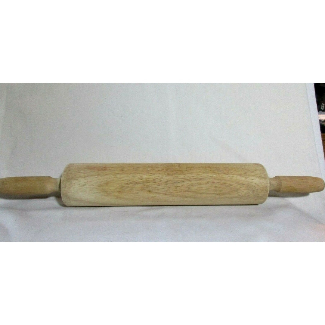 Solid Wood Rolling Pin 18" Easy Turn Bearings Handles Spin Hand Turned ...