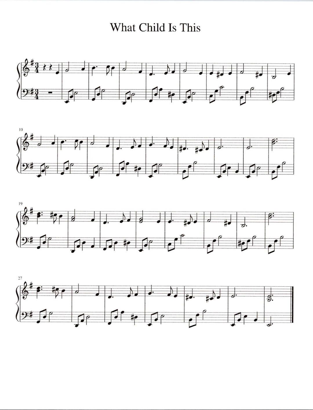 What Child is This? - Digital Christmas Hymn Tune Piano Solo - Key of E ...