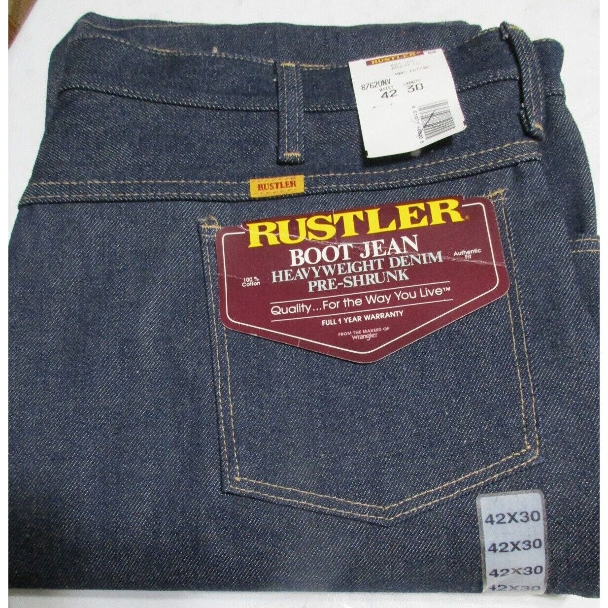 Rustler by Wrangler Mens Jeans Size 42"waist X 30"length Cotton Dark ...