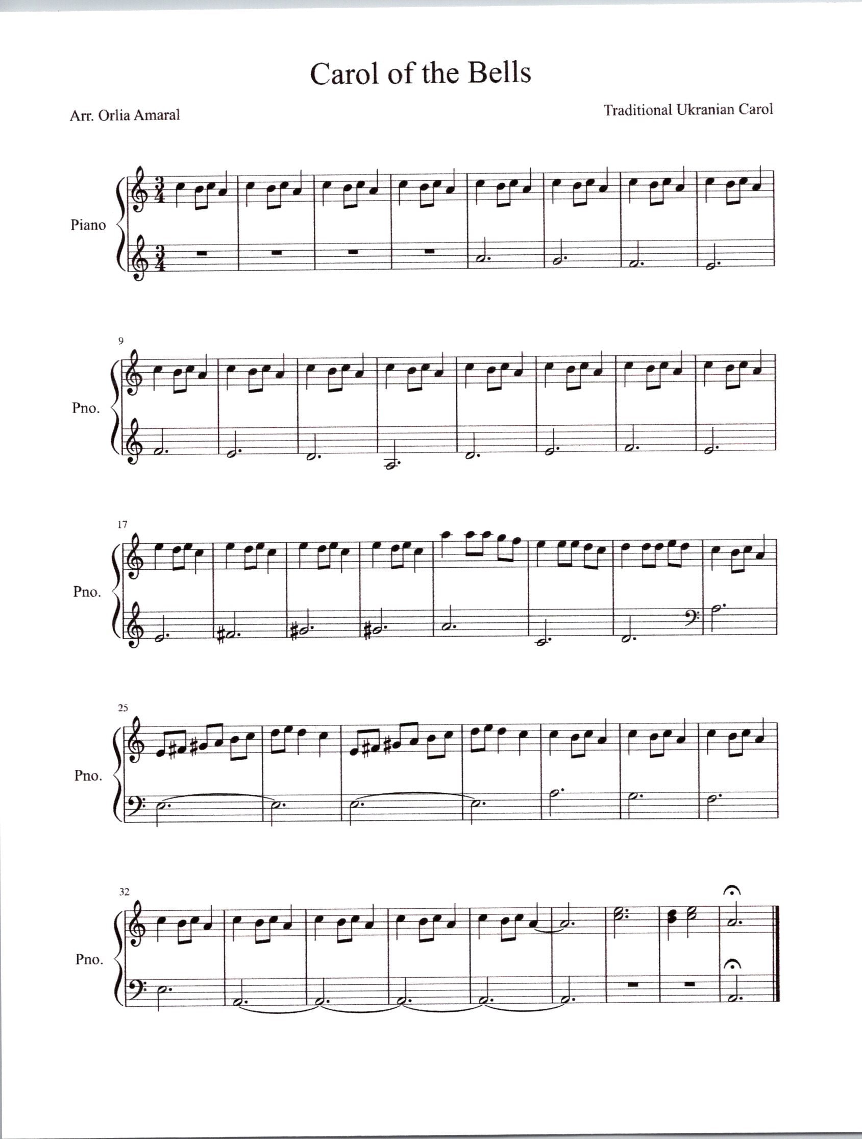 Carol of the Bells Traditional Ukranian Carol - Easy Digital Sheet ...
