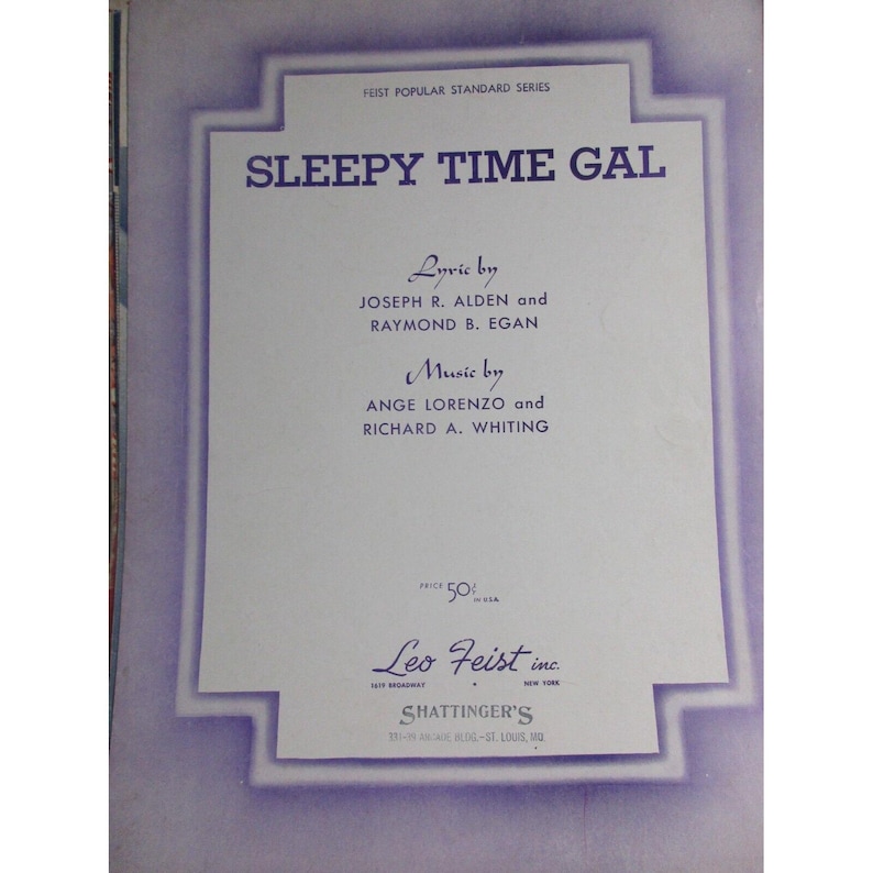 1925 SLEEPY TIME GAL Sheet Music Piano Vocal Guitar Key of G ...