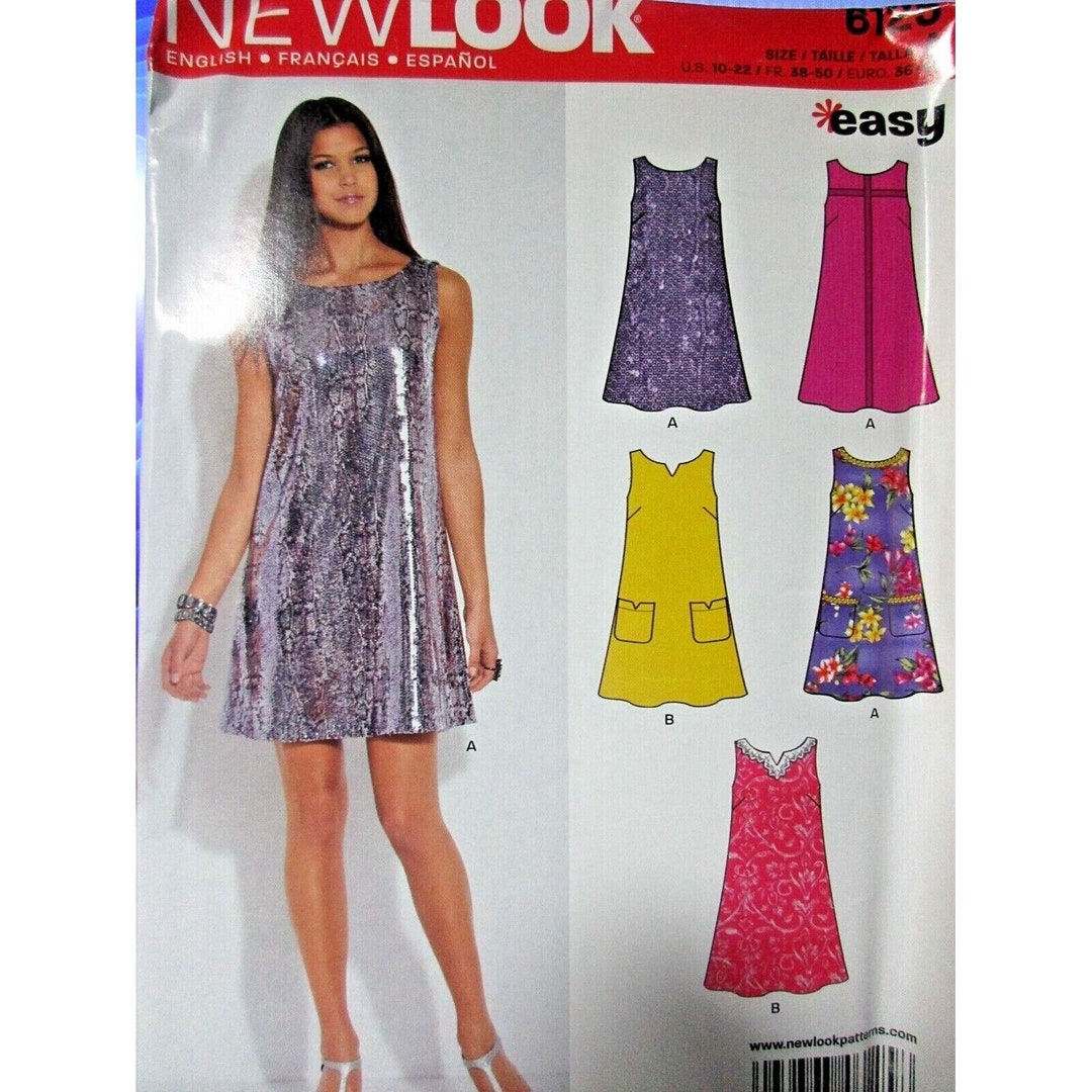 Simplicity New Look Pattern 6125 - Loose Sheath Dress Sizes 10 - 22 ...
