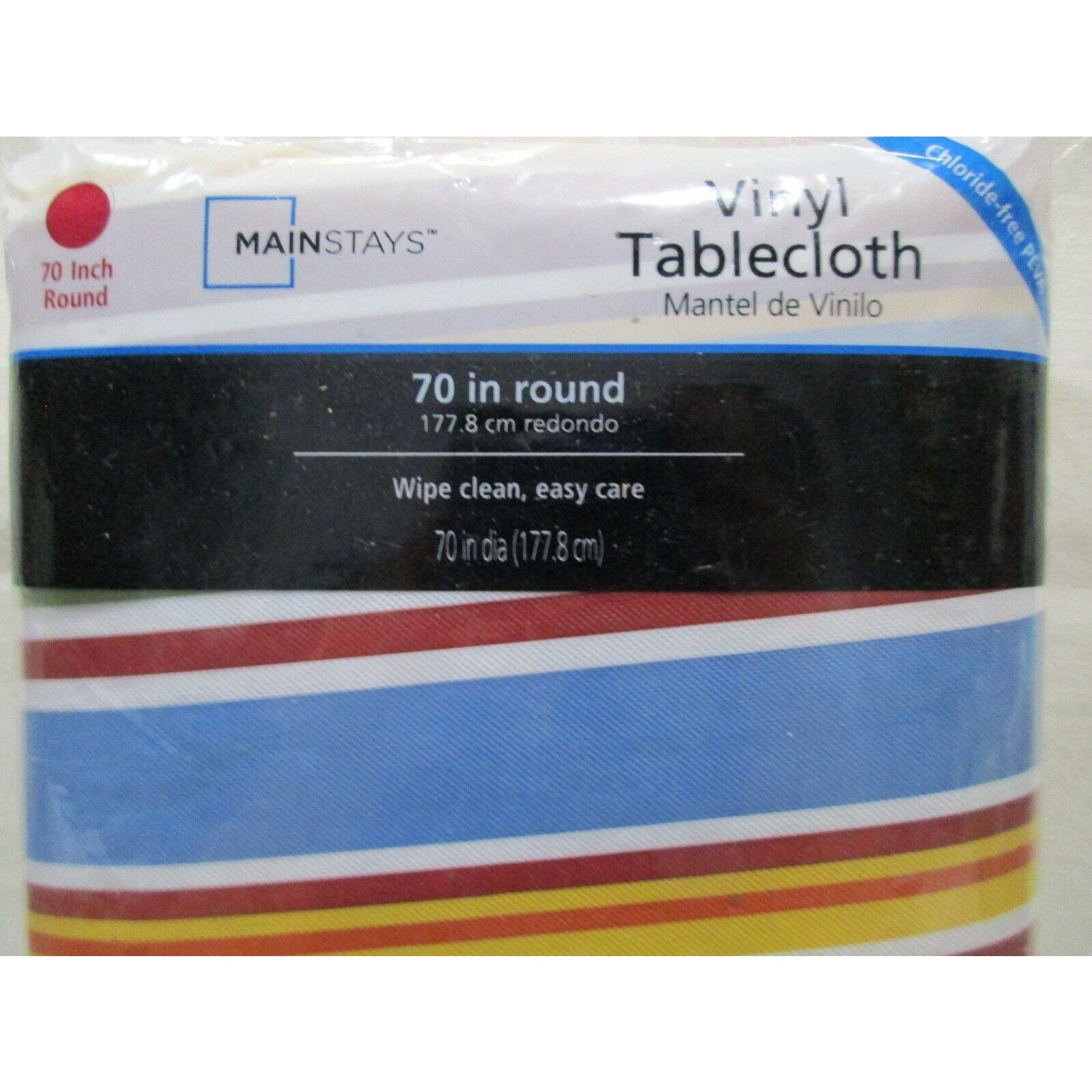 70" Round Multi Striped Mainstays Vinyl Tablecloth Wipe Clean NWT - Etsy