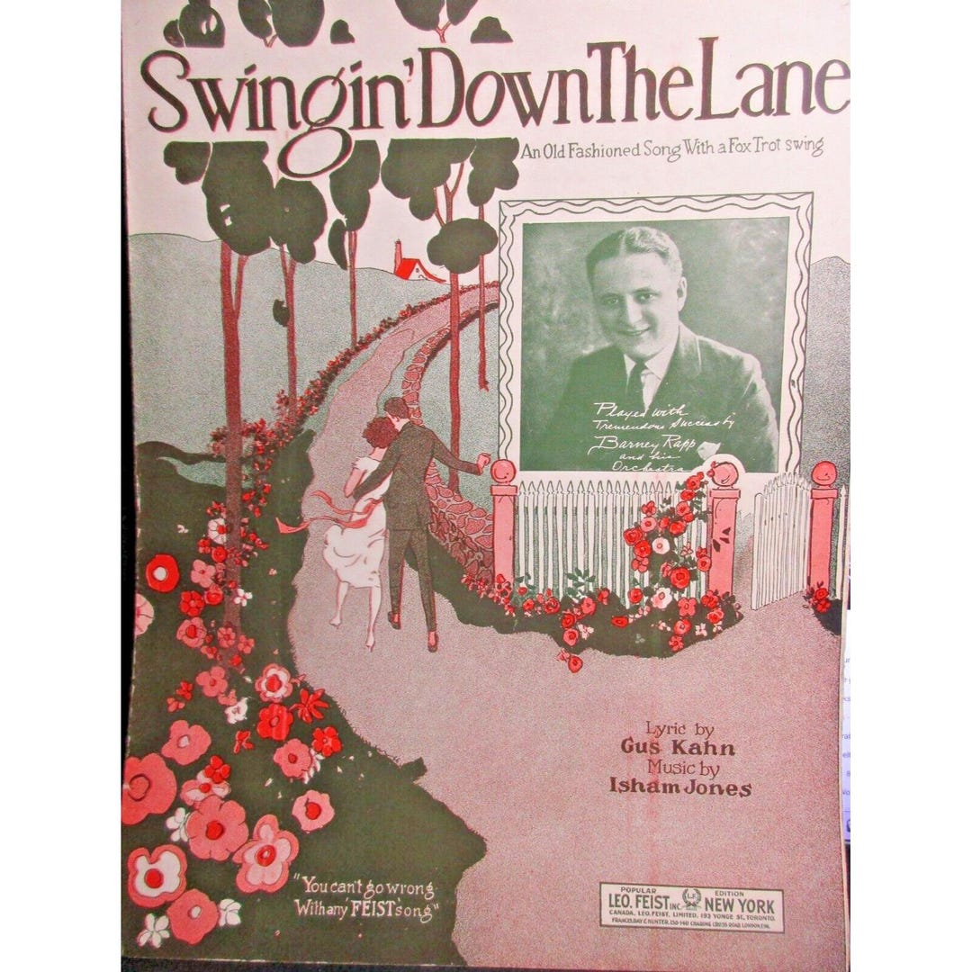 Sheet Music - Swingin' Down the Lane (fox Trot Swing) - 1923 Leo Feist ...