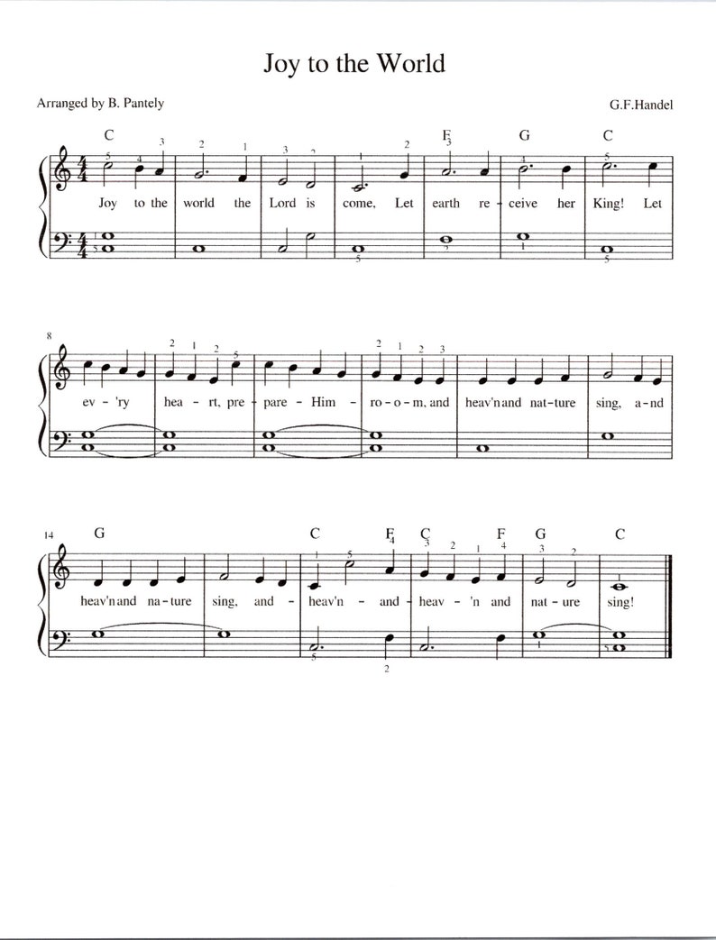 Joy to the World - Digital Christmas Sheet Music for Piano & Voices ...