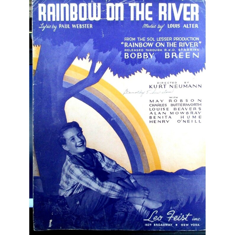 VTG Piano Sheet Music - Rainbow on the River 1936 Key of E Flat W ...