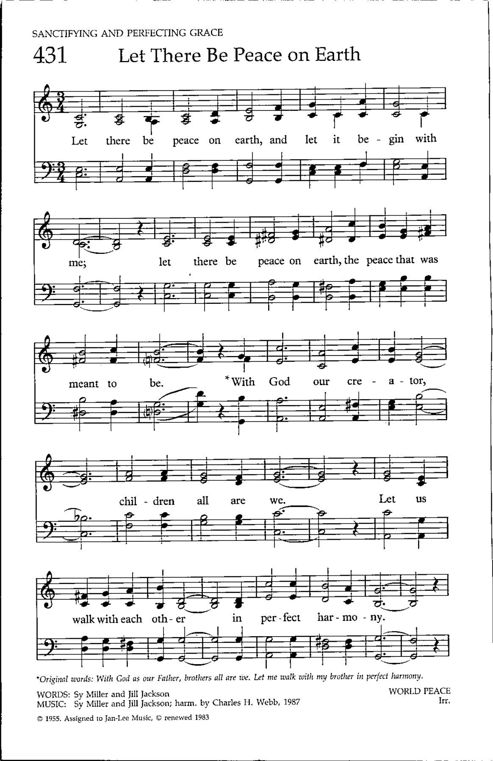 Let There Be Peace on Earth - Digital Printable Hymnal Tune 1955 - Etsy