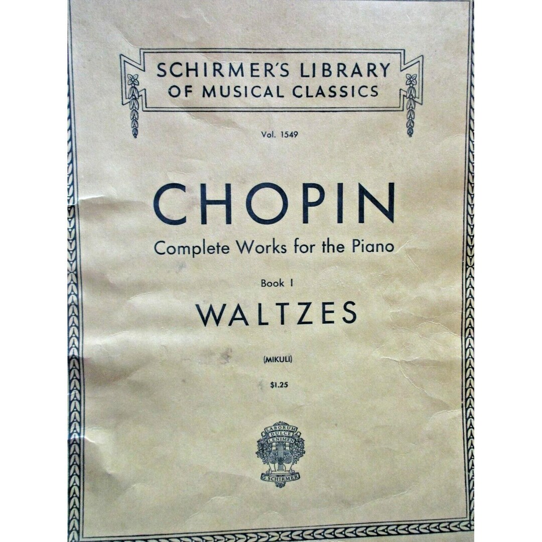Chopin Waltzes Complete Works for the Piano Book 1 - G. Schirmer ...