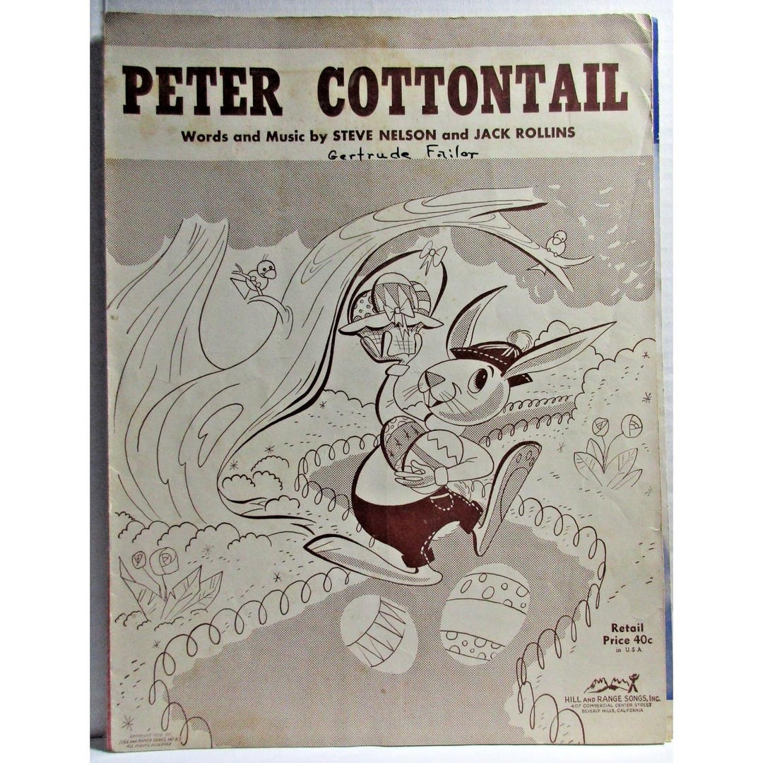 Sheet Music - Peter Cottontail - 1950 Hill and Range Music READ - Etsy