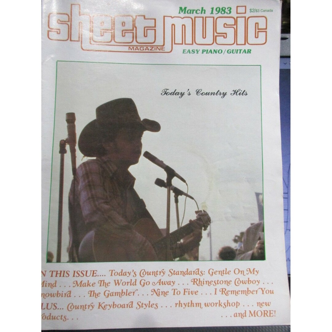 Sheet Music Magazine March 1983 Easy Piano/guitar Todays Country Hit ...