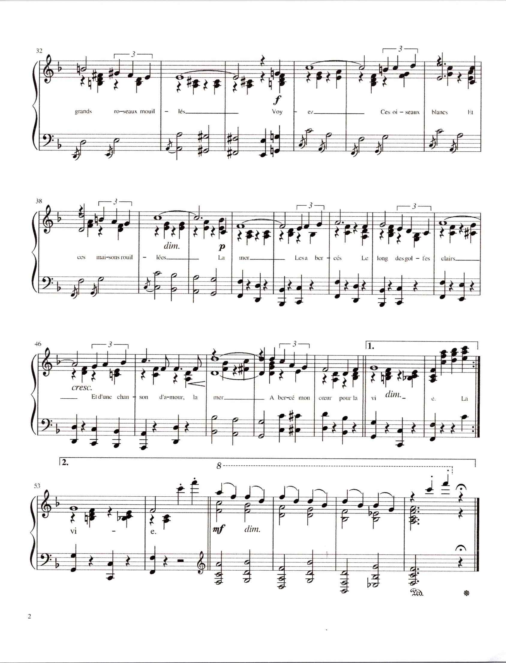 La Mer by Charles Trenet - Digital Sheet Music and Vocal - Key of F - Etsy