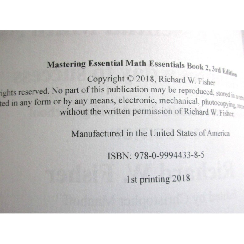 Mastering Essential Math Skills Bk Two - Richard W. Fisher 2018 3rd Ed ...