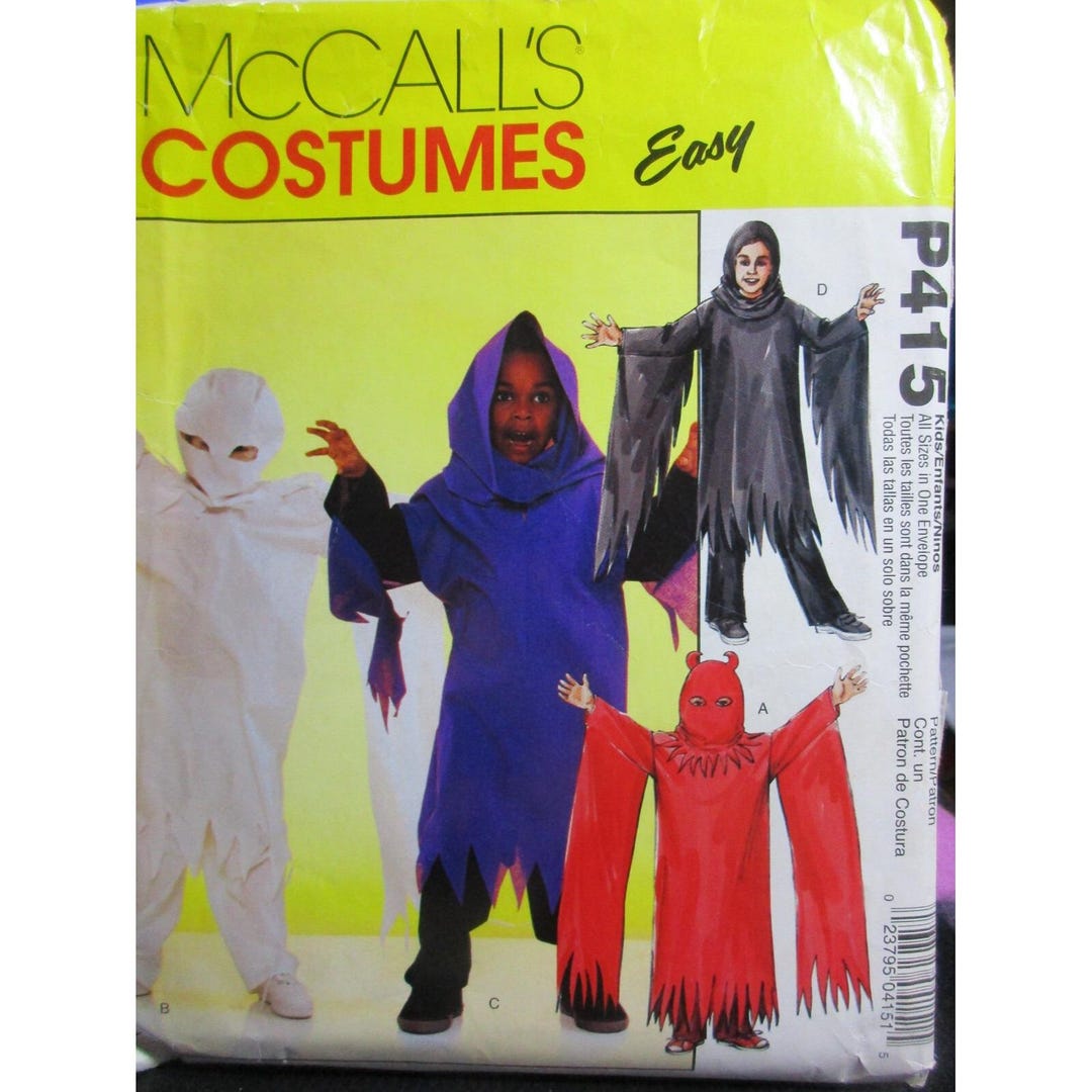 Mccalls Halloween Costumes Pattern P415 - Easy Children/boys Ghost ...