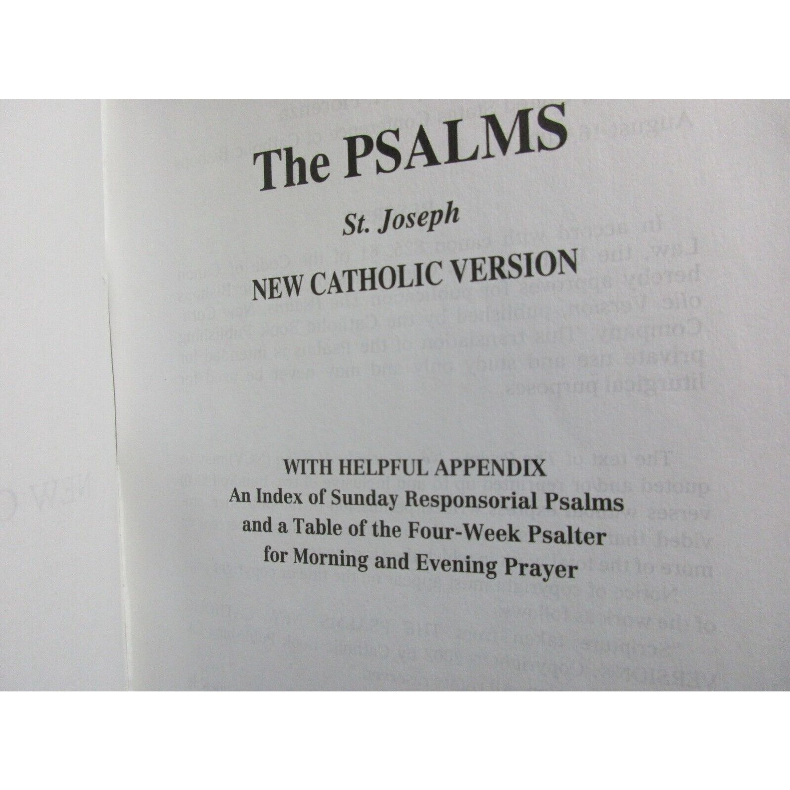 The Psalms: New Catholic Version A Saint Joseph Edition 2004 ...