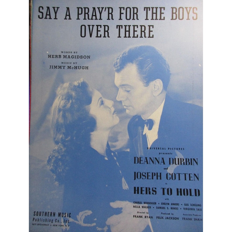 Sheet Music - Say a Prayer for the Boys Over There - 1943 Southern ...