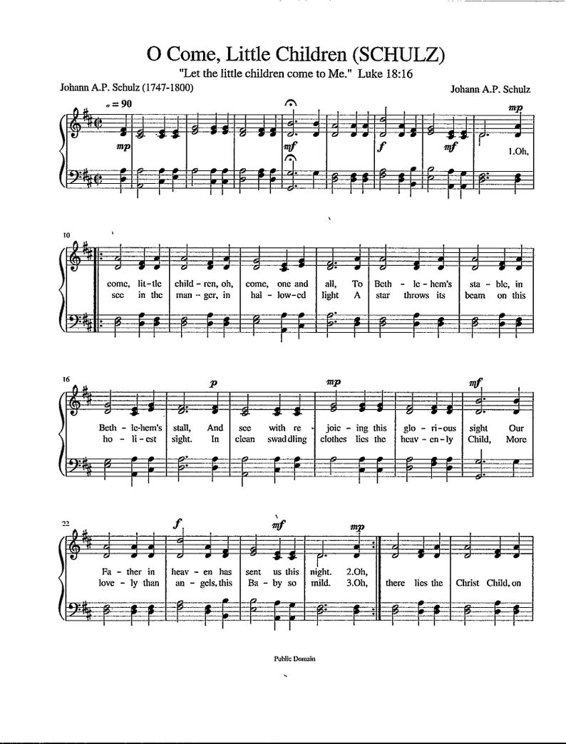 O Come, Little Children - Digital Christmas Hymn Tune With Verses - Key ...