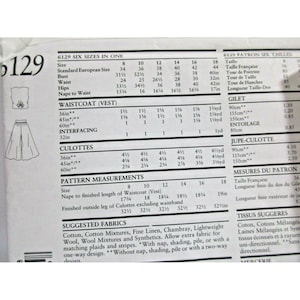 Simplicity New Look Pattern 6129 Sizes 8 - 18 Misses Vest & Culottes ...