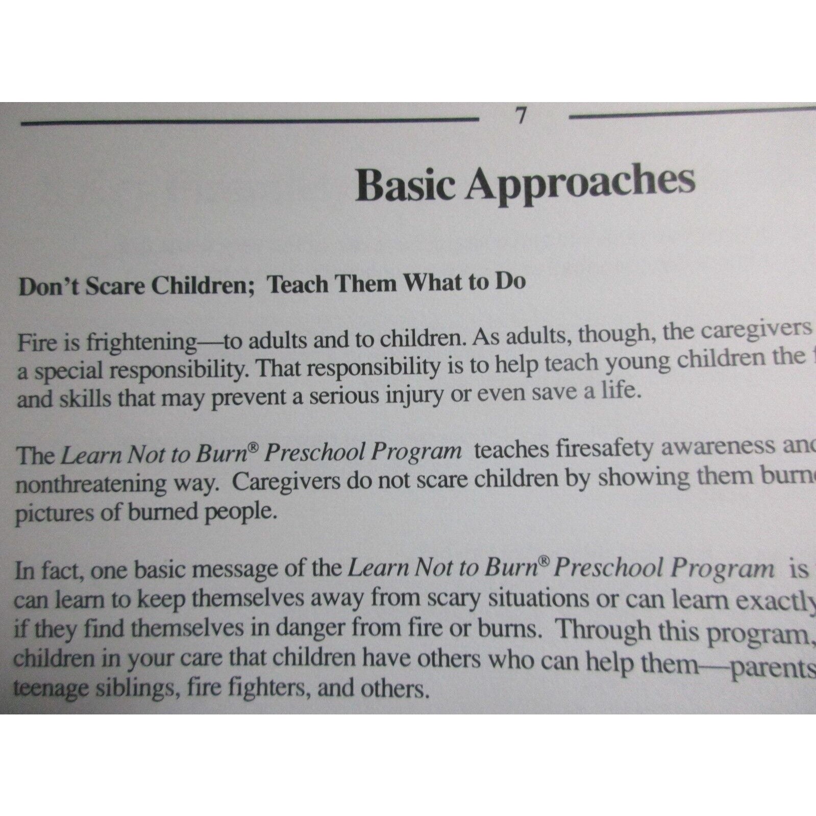 The Learn Not to Burn Preschool Program Spiral PB 1991 Nat. Fire ...