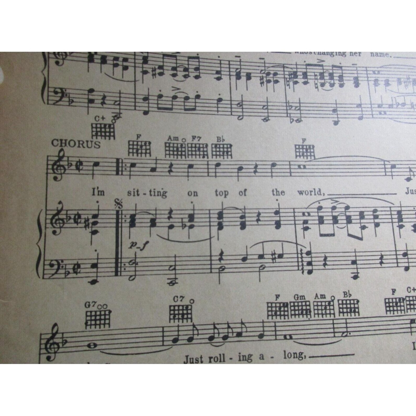 1925 I'm Sitting on Top of the World Sheet Music Piano Vocal Guitar Les ...