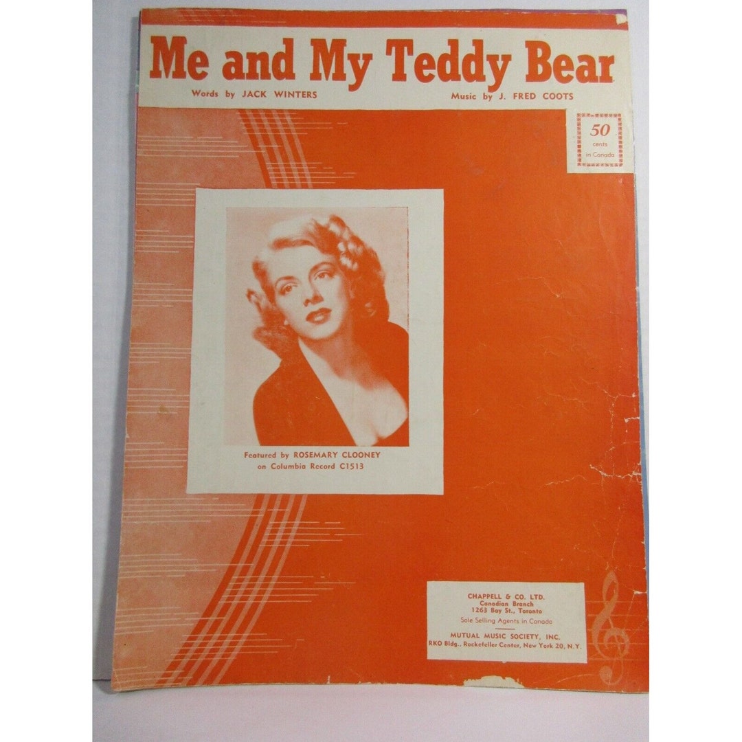 Sheet Music - Me and My Teddy Bear Rosemary Clooney 1950 Piano Lyrics Guitar - Etsy