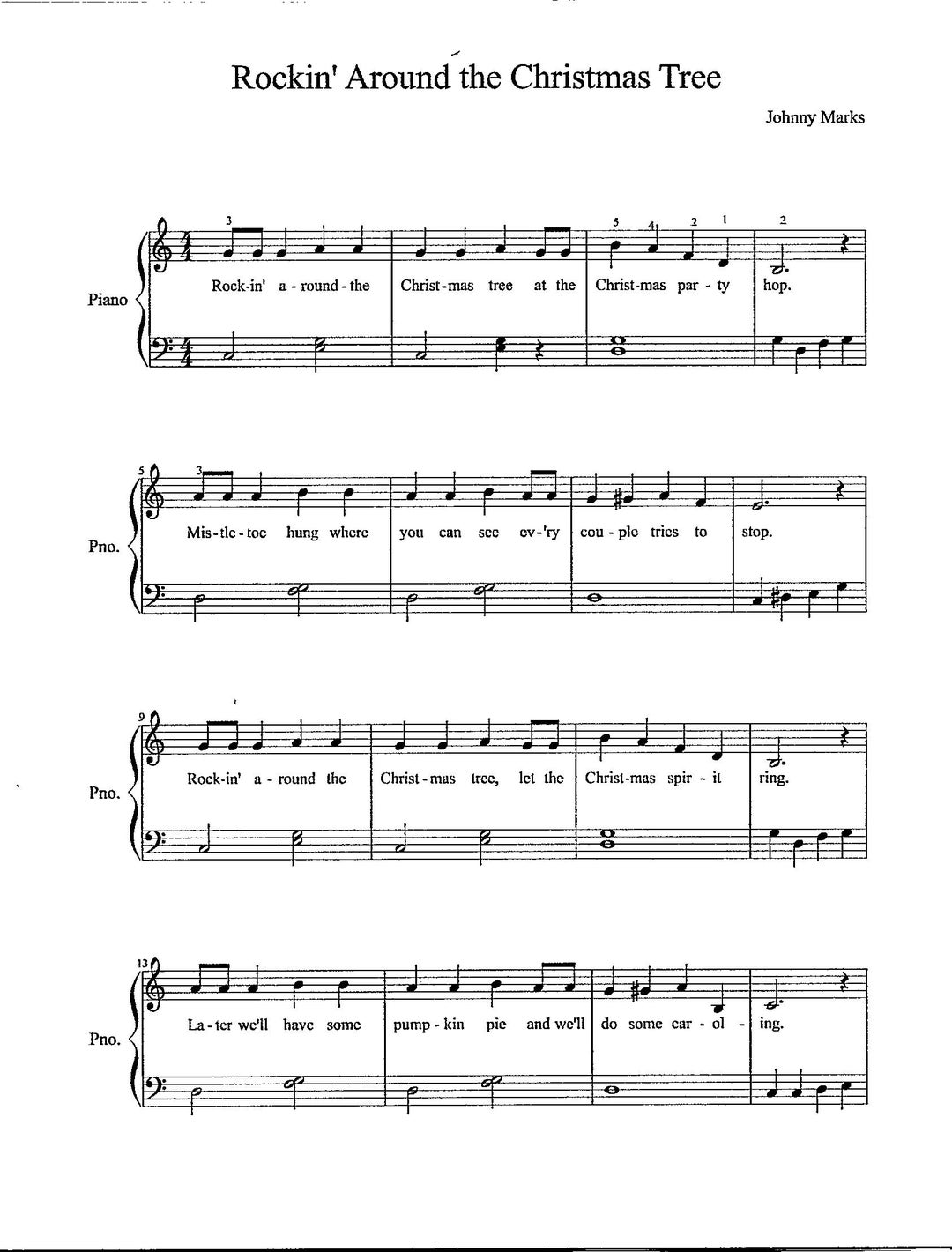 Rockin' Around the Christmas Tree - Easy Digital Piano With Lyrics ...