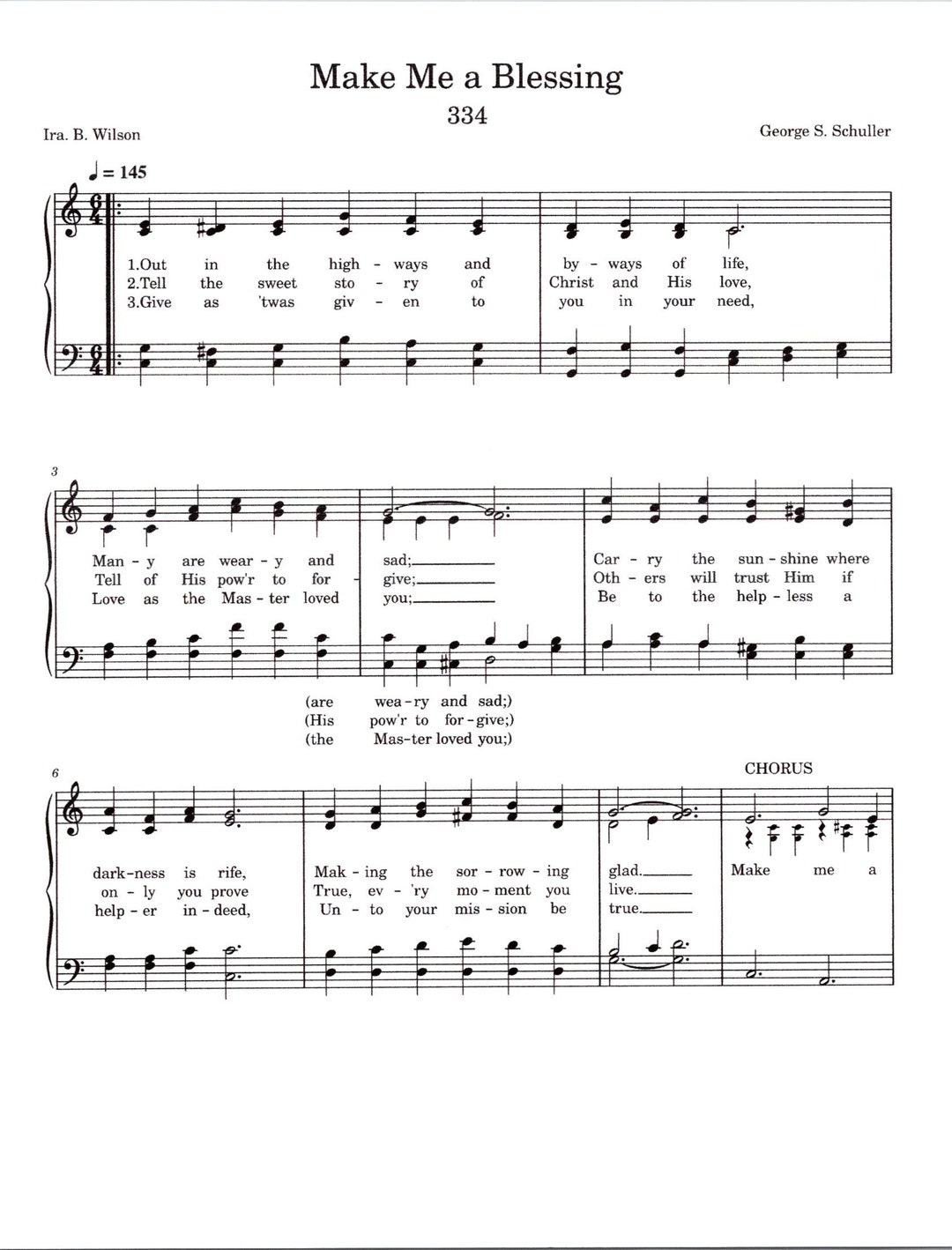 Make Me a Blessing - Digital Hymn Tune Piano and Lyrics - Key of C - Etsy