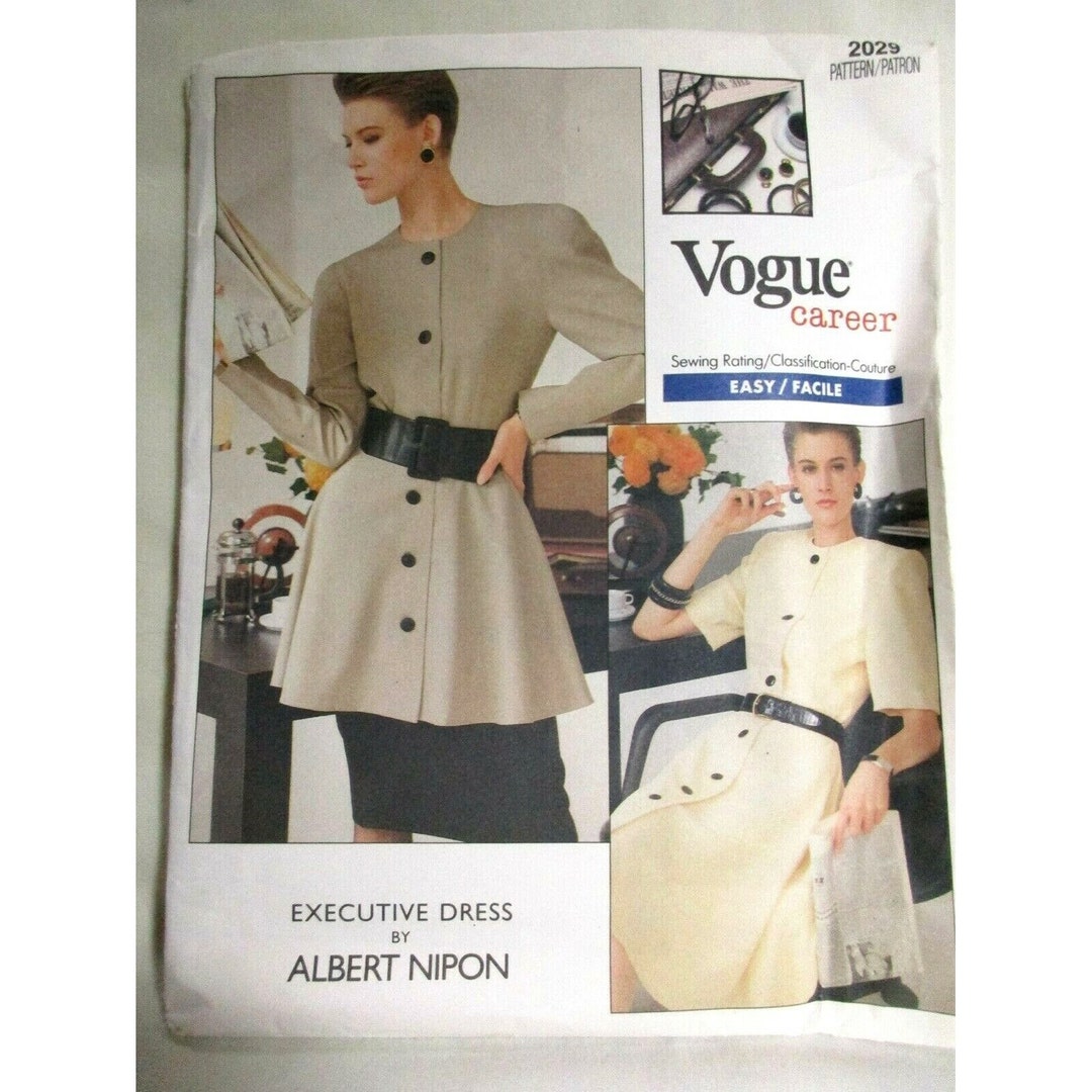 Vogue Sewing Pattern 2029 Sizes 6-10 Easy Executive Dress Tunic by ...