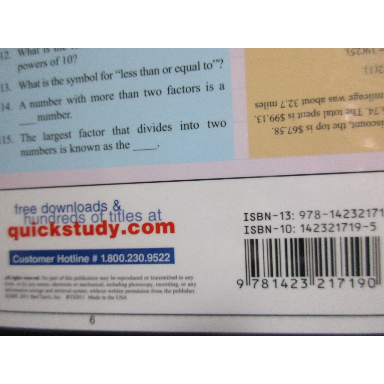 Quick Study Laminated Math Fundamentals 1 -bar Charts Tri-fold Front ...