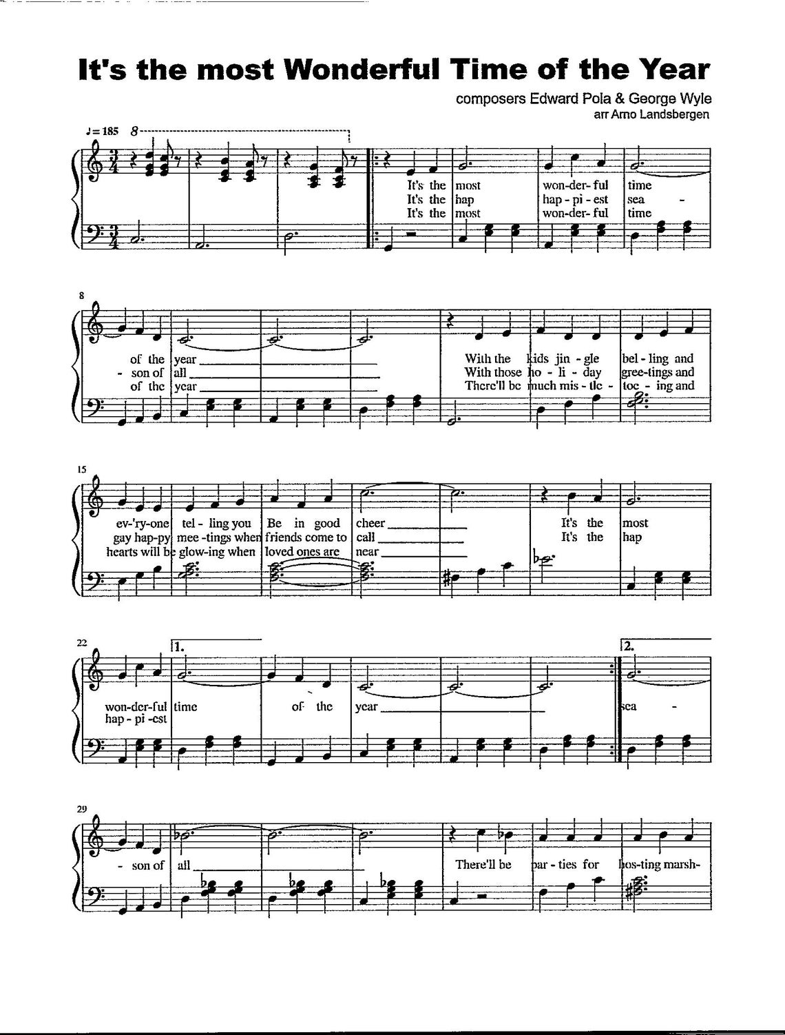 It's the Most Wonderful Time of the Year - Digital Piano With Lyrics ...