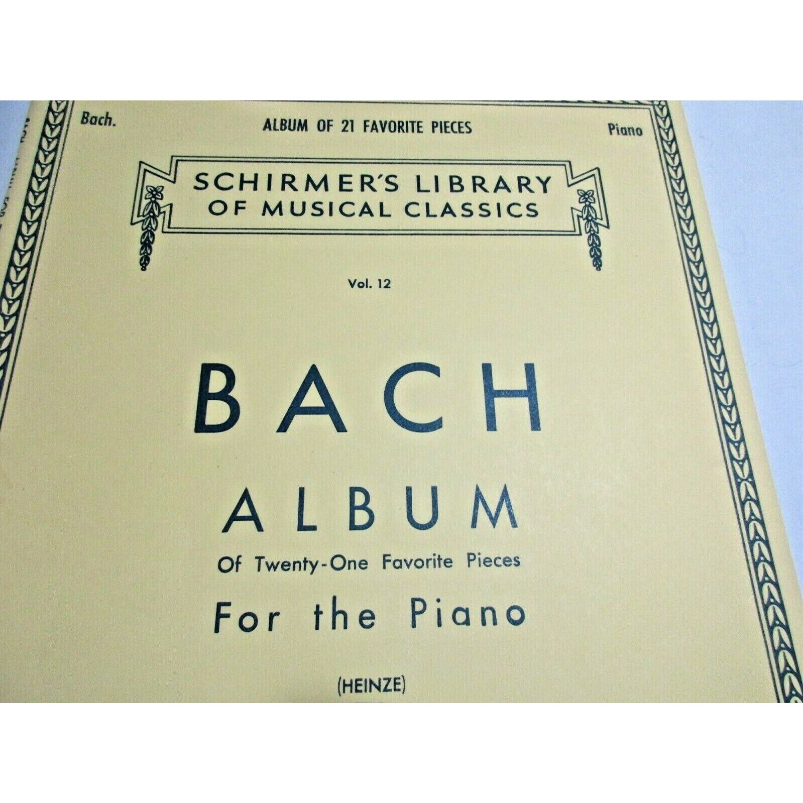 Bach Album of 21 Favorite Pieces for the Piano Vol 12 Schirmers Library ...
