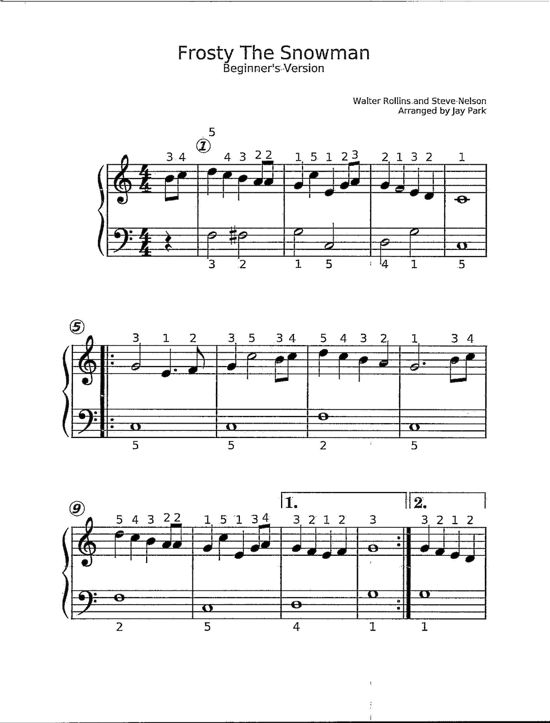 Frosty the Snowman - Beginners Piano Solo - Digital Sheet Music Key of ...