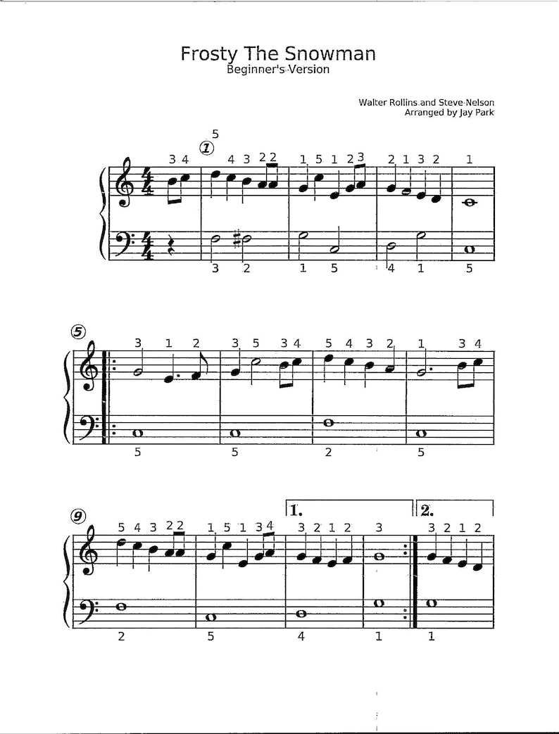 Frosty the Snowman - Beginners Piano Solo - Digital Sheet Music Key of ...