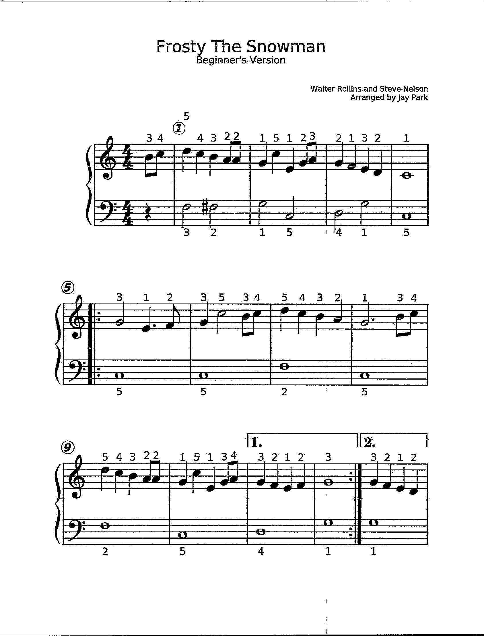 Frosty the Snowman - Beginners Piano Solo - Digital Sheet Music Key of ...