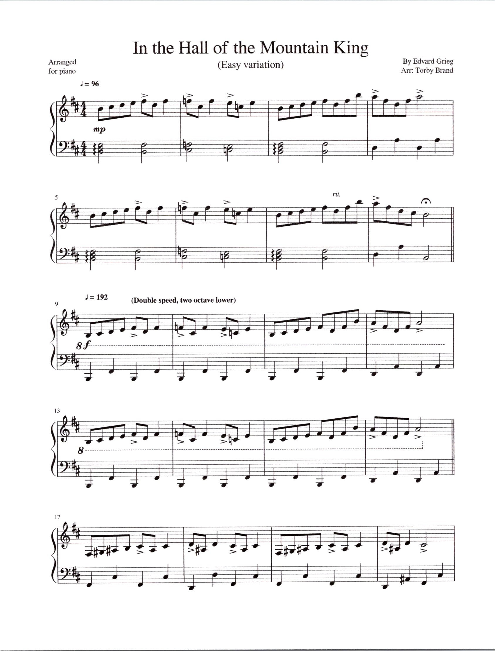 In the Hall of the Mountain King Piano Solo - Digital Sheet Music by ...