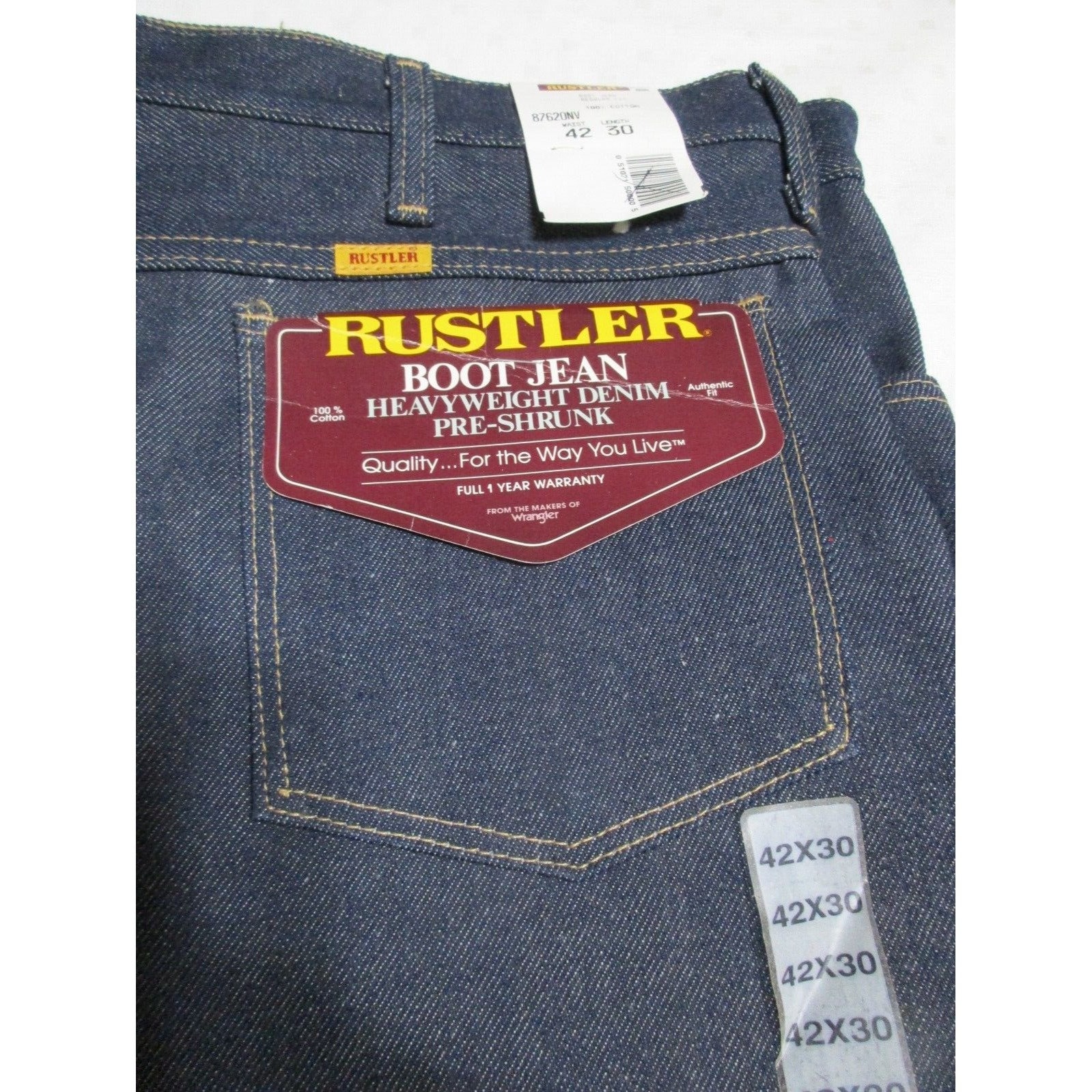 Rustler by Wrangler Mens Jeans Size 42"waist X 30"length Cotton Dark ...