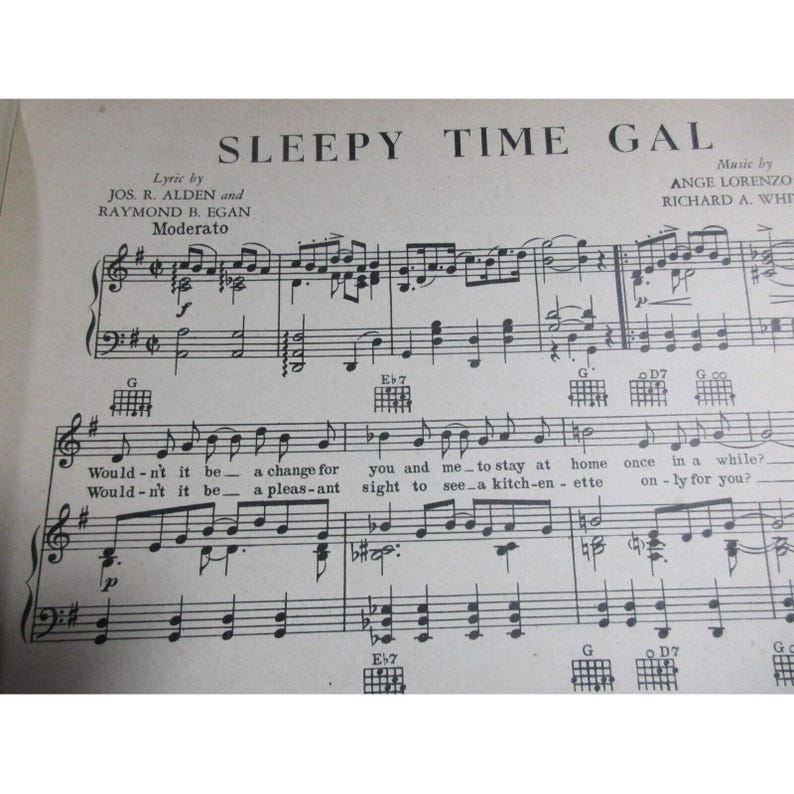 1925 SLEEPY TIME GAL Sheet Music Piano Vocal Guitar Key of G ...