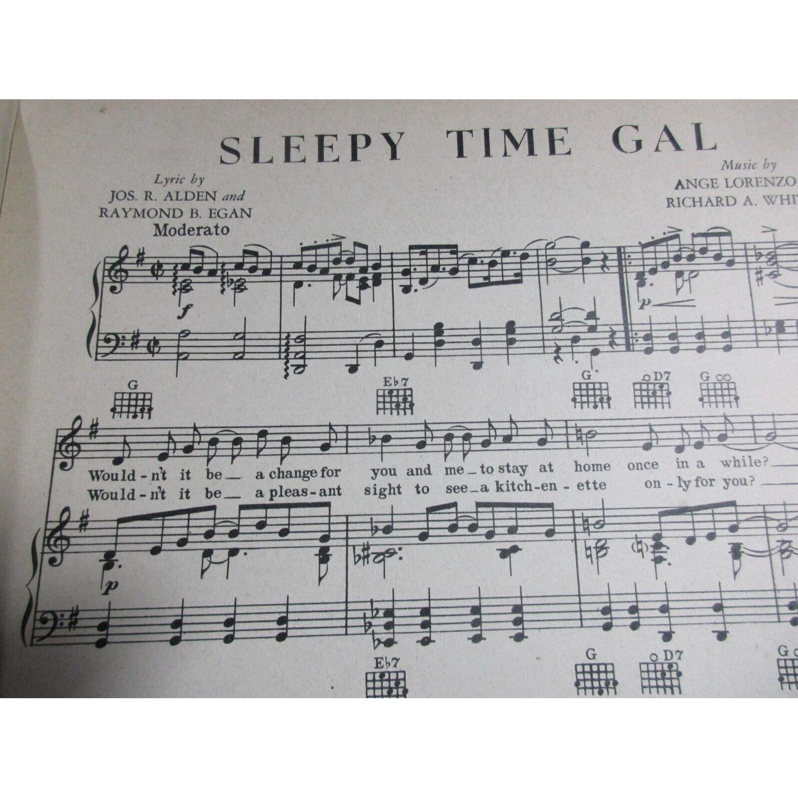 1925 SLEEPY TIME GAL Sheet Music Piano Vocal Guitar Key of G ...