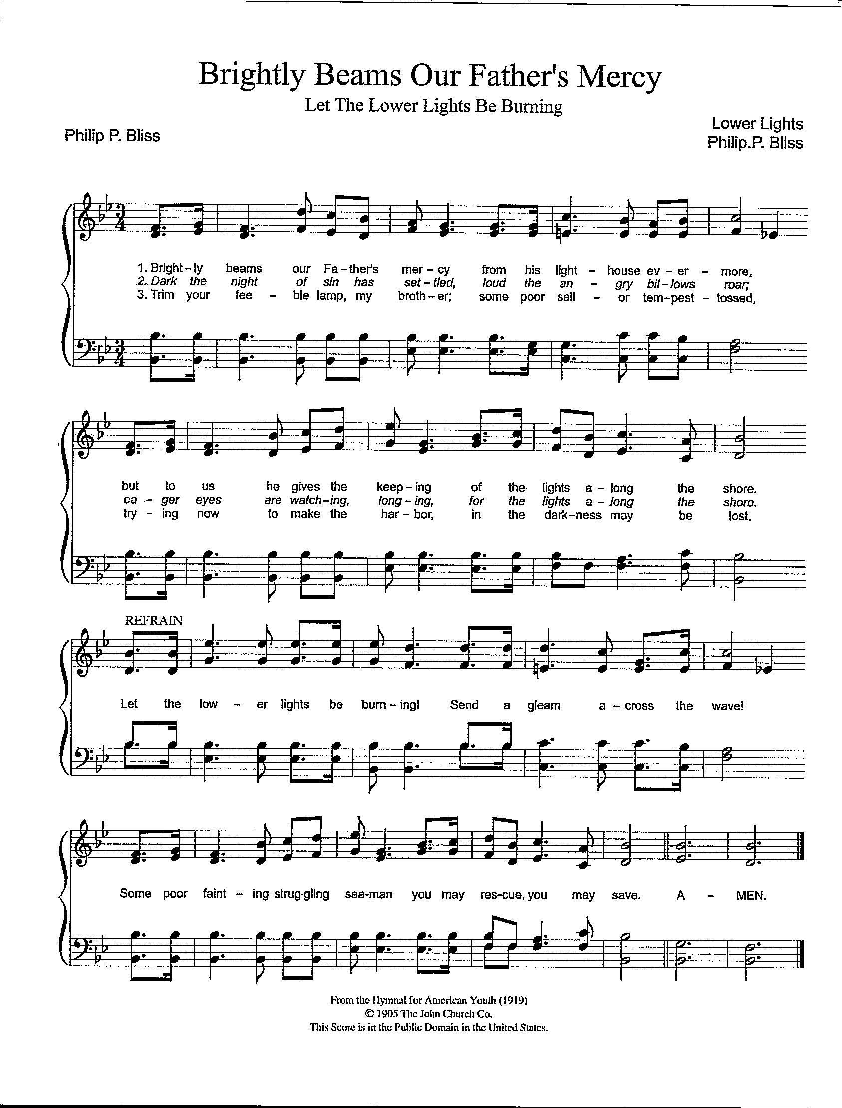 Brightly Beams Our Father's Mercy (let the Lower Lights Be Burning ...