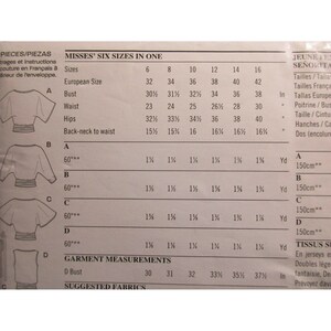 Simplicity Pattern 6648 Sizes 6 18 Easy New Look Misses Tops 4 ...