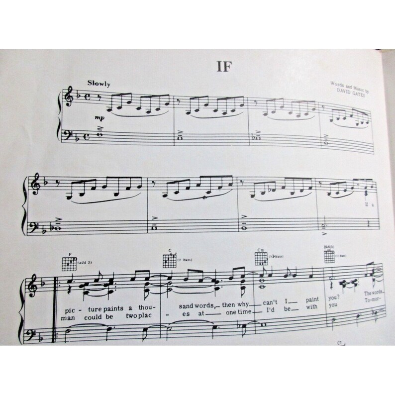 If - Sheet Music for Piano Voices Guitar Recorded by Bread 1971 - Key ...