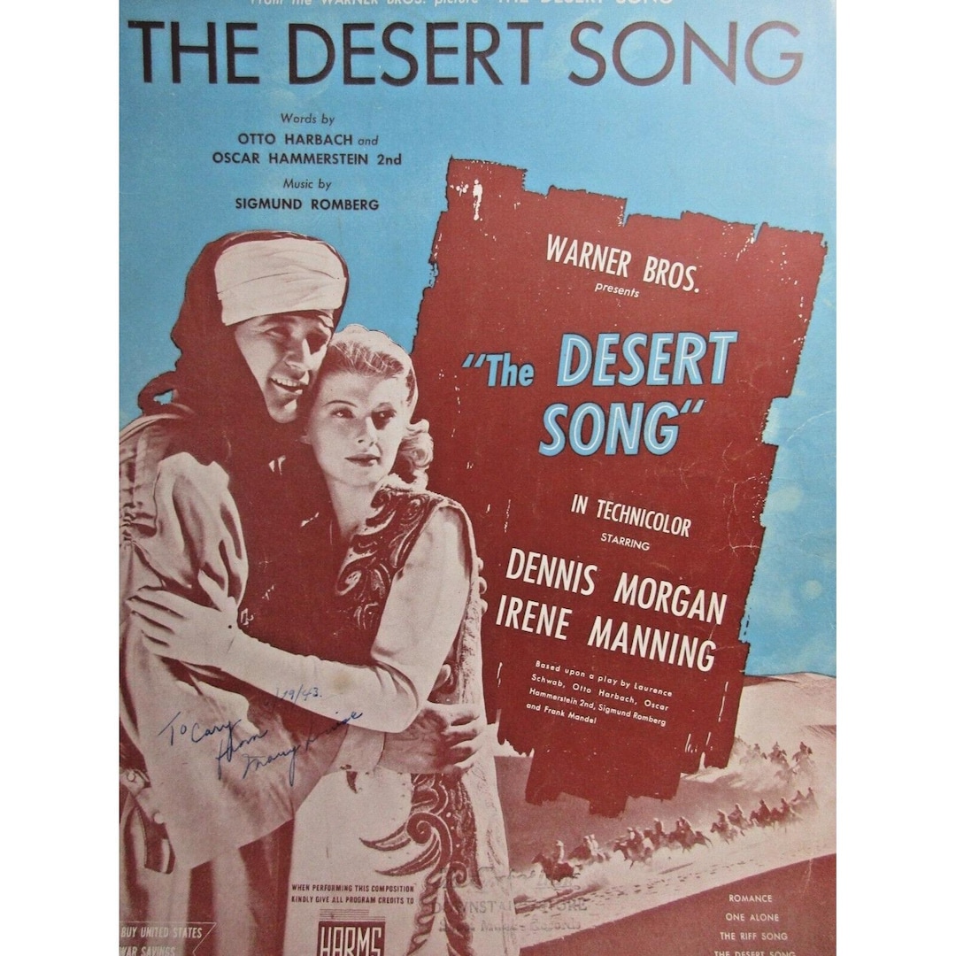 Sheet Music - the Desert Song From the Desert Song 1926 Harms Music - Etsy
